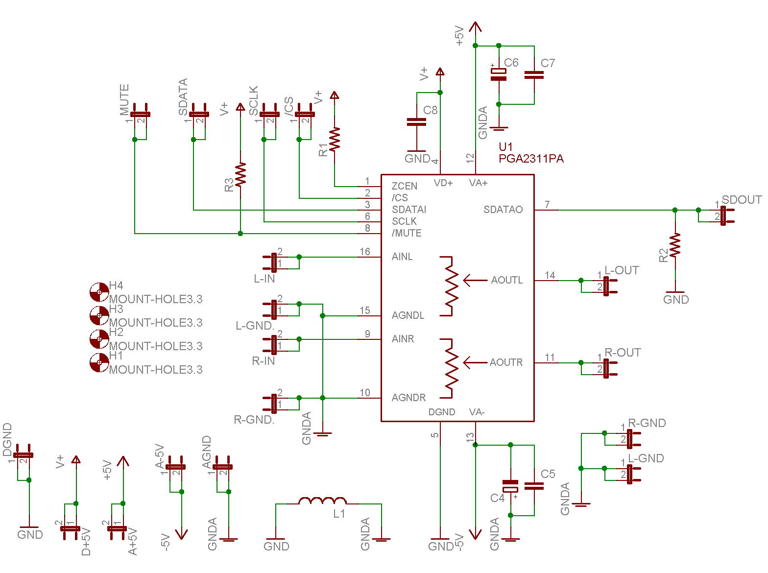 PGA2311基板の回路図